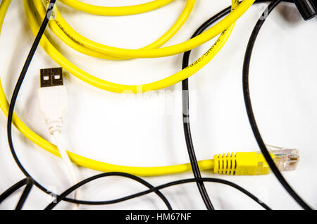 random cables and wires for office IT computer and mobile (cell phones ...