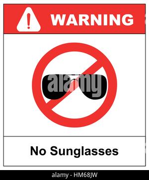 No sunglasses sign. No aviator red prohibition circle icon on white ...