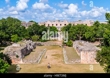 Ball Court, Uxmal Archaeological Site, Uxmal, Yucatan, Mexico Stock ...