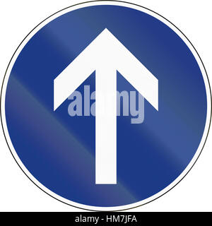 Slovenian mandatory direction sign - Go right or straight Stock Photo ...