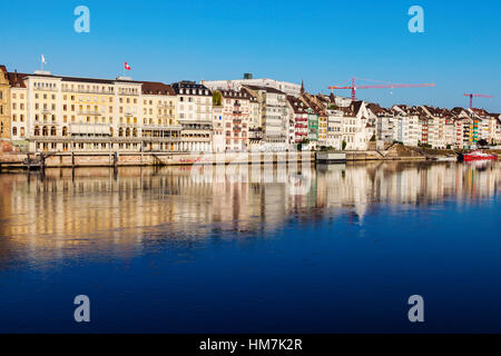 Switzerland Basel city Rhine river bath Dreirosenbrücke bathing Stock ...