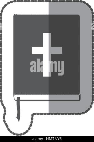 middle shadow sticker grayscale with open book with ribbon in blank ...