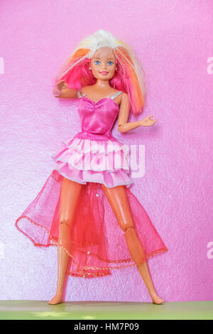 KRABI, THAILAND - JANUARY 16: Barbie doll girl fashion over pink ...