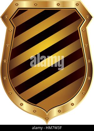 golden shield with colorful diagonal lines shape vector illustration ...
