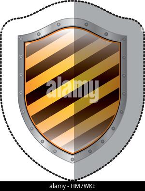 sticker metallic shield with colorful diagonal lines shape vector ...