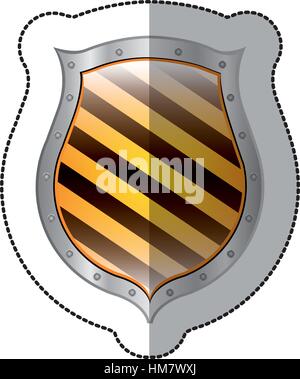 sticker metallic shield with colorful diagonal lines shape vector ...