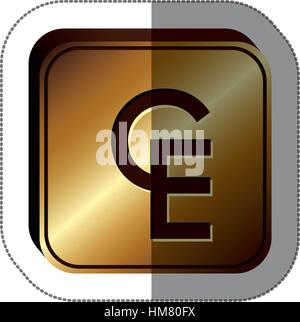 sticker golden square with currency symbol of south korea vector ...