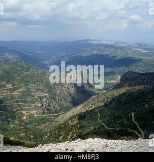 Landscape from Karfi (Karphi), Lasithi plateau, Crete, Greece Stock ...