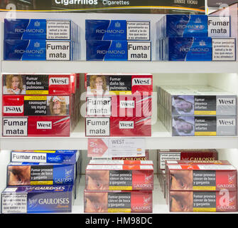 cigarettes in airport duty free shop in Spain Stock Photo - Alamy