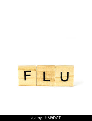 Block letters spelling "Flu", a desease and health issue. Cutout Stock ...