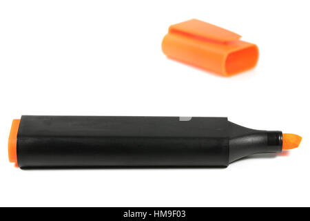 orange highlighter isolated on white background Stock Photo - Alamy