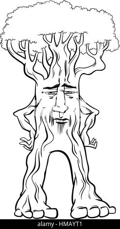 Magic tree. Coloring book page for kids. Halloween theme. Cartoon style ...