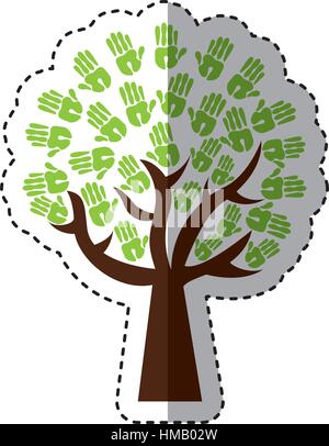 Human handprint tree symbol with hands of colorful ethnic group ...