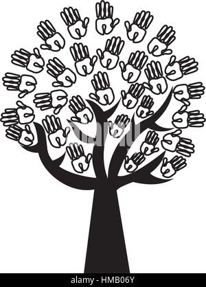 Human handprint tree symbol with hands of colorful ethnic group ...