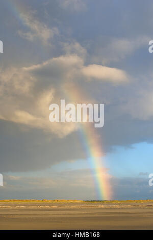 Rainbow over the Wadden Sea National Park, Romo, Syddanmark, Denmark ...
