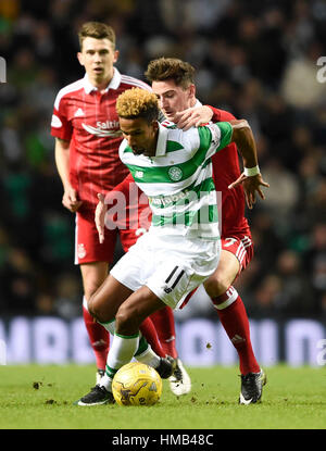 Celtic's Scott Sinclair and Aberdeen's Kenny McLean battle for the ball ...