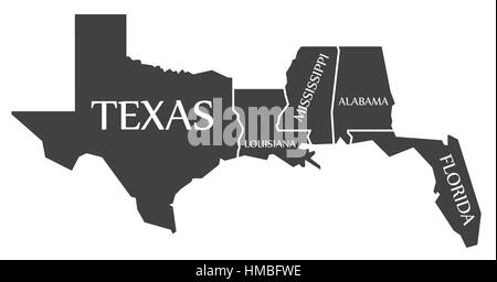 Map of United States with the provinces, Louisiana is highlighted by a ...