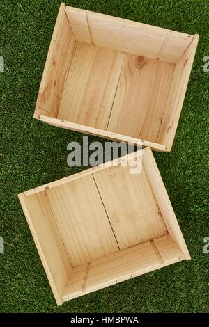 A studio photo of an empty pine box Stock Photo - Alamy