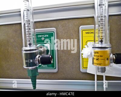 hospital medical equipment, air, oxygen, suction regulator valves Stock ...
