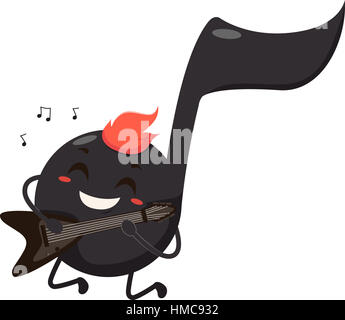 Illustration of a Music Note Mascot Playing the Banjo Stock Photo - Alamy