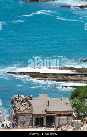 Start building a house. Construction site to create the foundation of ...