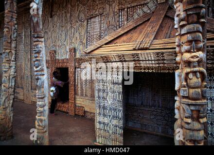 Entrance of a chefferie, home of the village chief, Bandjoun, Cameroon ...