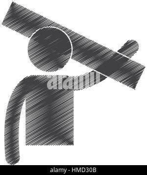 gardener man with wheelbarrow vector line icon, sign, illustration on ...