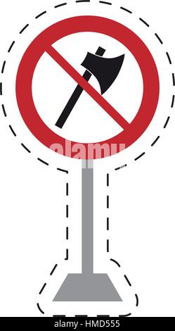 prohibited axe wooden tool weapon sign road Stock Vector Image & Art ...