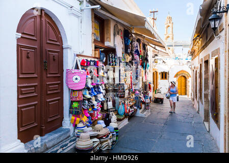 Shopping, Lindos, Rhodes, Greece Stock Photo - Alamy
