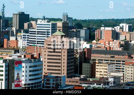 Aerial view of CBD looking northeast, Harare, Zimbabwe Stock Photo ...