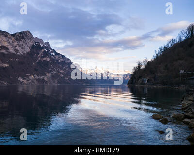 Lake Walen in the Swiss Alps in stormy weather Stock Photo - Alamy