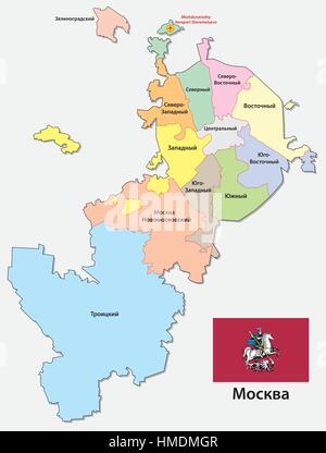 Russia political map with capital Moscow, national borders, important ...