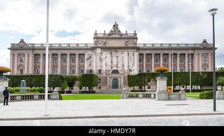 STOCKHOLM, SWEDEN - SEPTEMBER 8, 2011: front view of the Riksdag building - swedish parliament ...