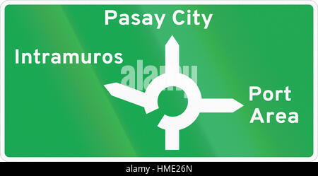 Road sign in the Philippines - Roundabout Stock Photo - Alamy
