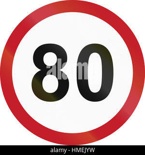 80 Kph Speed Limit sign on the road along the Ameln Valley near Stock ...