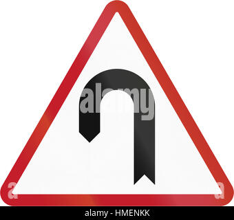 Road sign in the Philippines - Hairpin Bend Stock Photo - Alamy