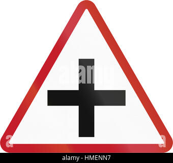 Road sign in the Philippines - Crossroads with priority Stock Photo - Alamy