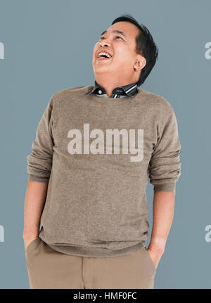 Asian Man Lean Back Laughing Concept Stock Photo - Alamy
