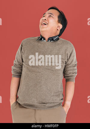 Asian Man Lean Back Laughing Concept Stock Photo - Alamy