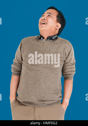 Asian Man Lean Back Laughing Concept Stock Photo - Alamy