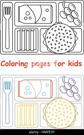 Coloring pages for kids with lunch tray Stock Vector Image & Art - Alamy