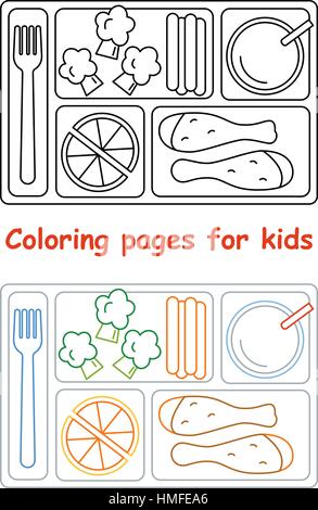 Coloring pages for kids with lunch tray Stock Vector Image & Art - Alamy