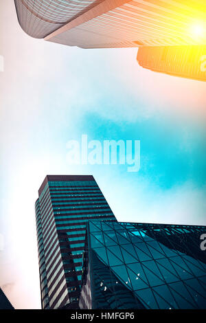 Modern office building with sun ray reflection from corner Stock Photo ...