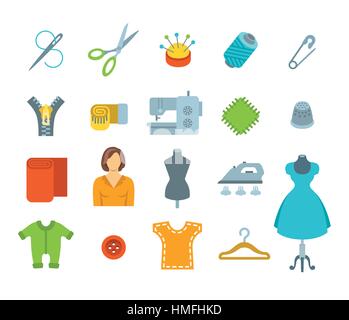 Vector illustration with tools and accessories for sewing. Button ...