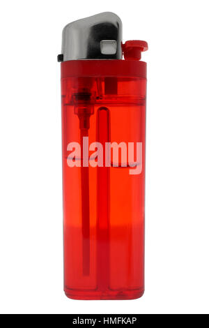 Disposable red lighter on a white background Stock Photo - Alamy