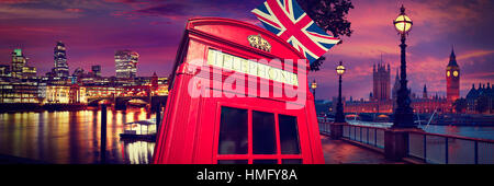London photomount with telephone box and Icon landmarks Stock Photo - Alamy