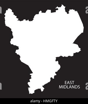 Map of The East Midlands England. Black and outline maps. EPS Vector ...