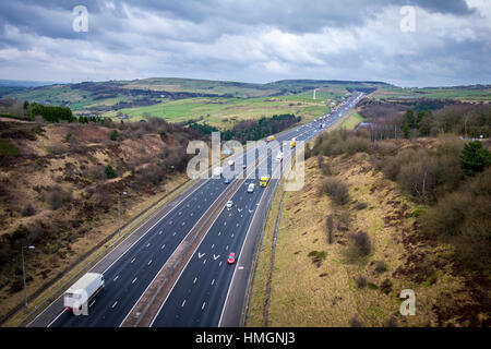 The M62 motorway from Scammonden Bridge near Saddleworth Moor Stock ...