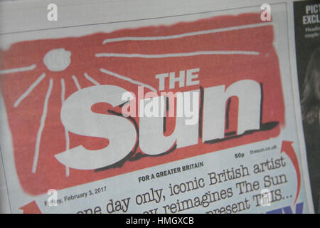 The Sun newspaper with logo designed by Artist David Hockney Stock ...