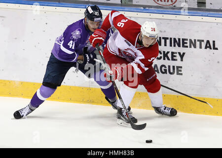Bratislava, Slovakia. 3rd Feb, 2017. Tomas Starosta (R) of HC Slovan ...